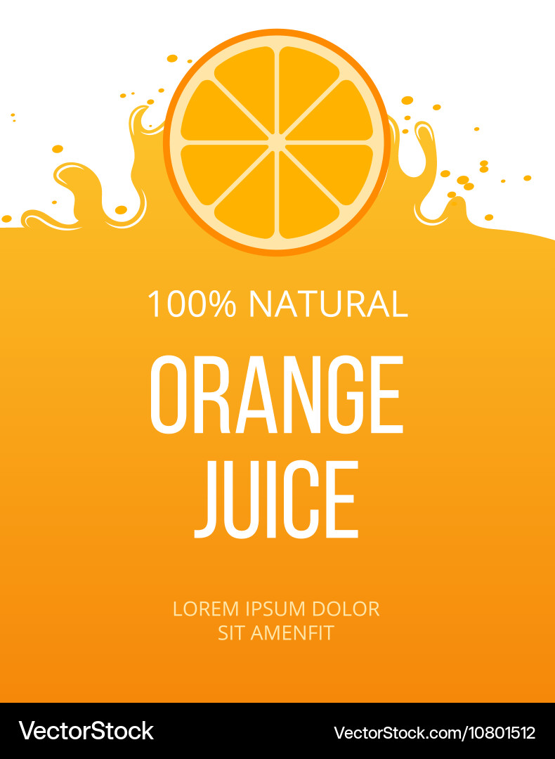Natural orange juice label template Royalty Free Vector