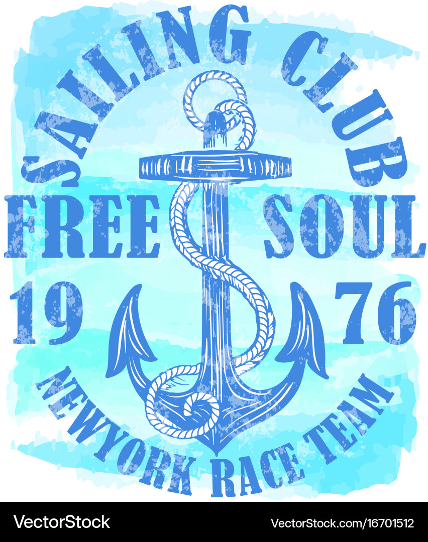 Sailing club logo with anchor Royalty Free Vector Image