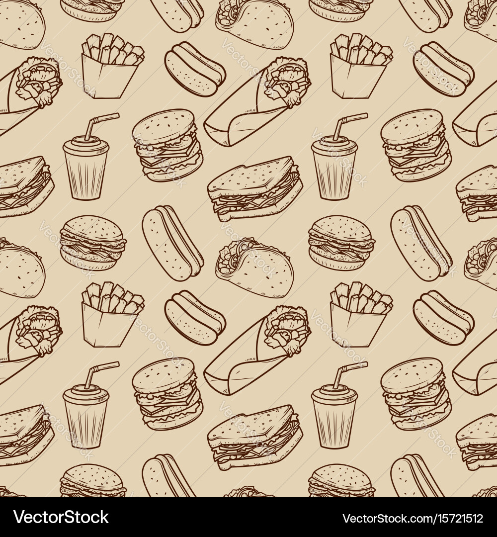 Seamless pattern with fast food design Royalty Free Vector