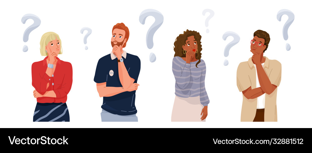 Thoughtful People Portrait Collection Royalty Free Vector