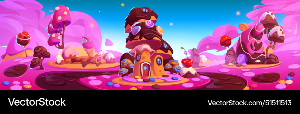 Candy land world with sweet game landscape Vector Image