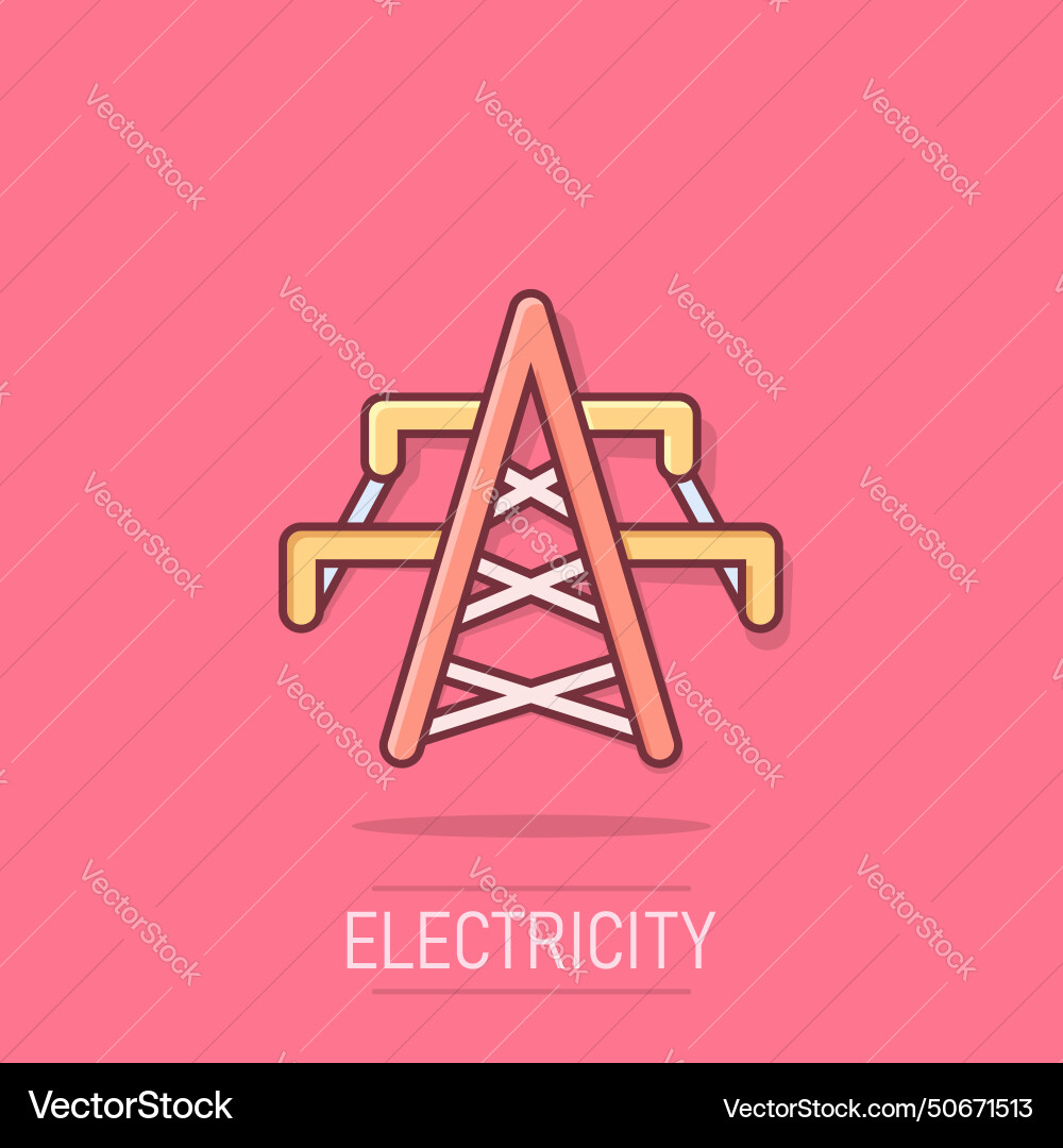 Electric tower icon in comic style power station Vector Image
