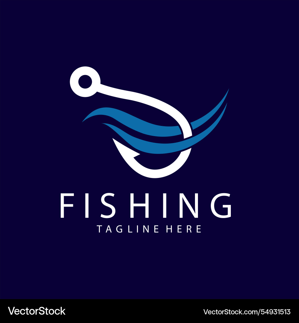Fishing logo design template Royalty Free Vector Image