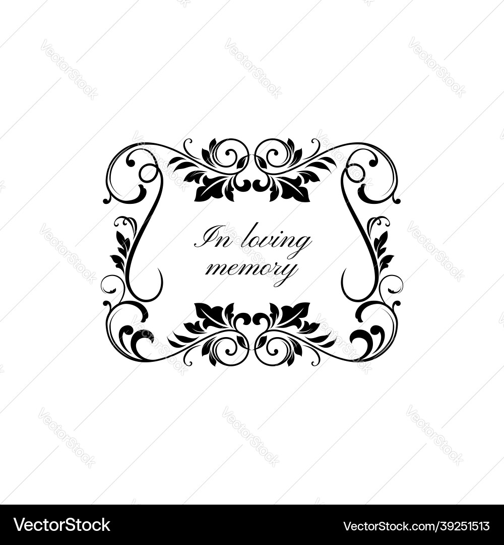 Gravestone funeral frame in loving memory ornate Vector Image