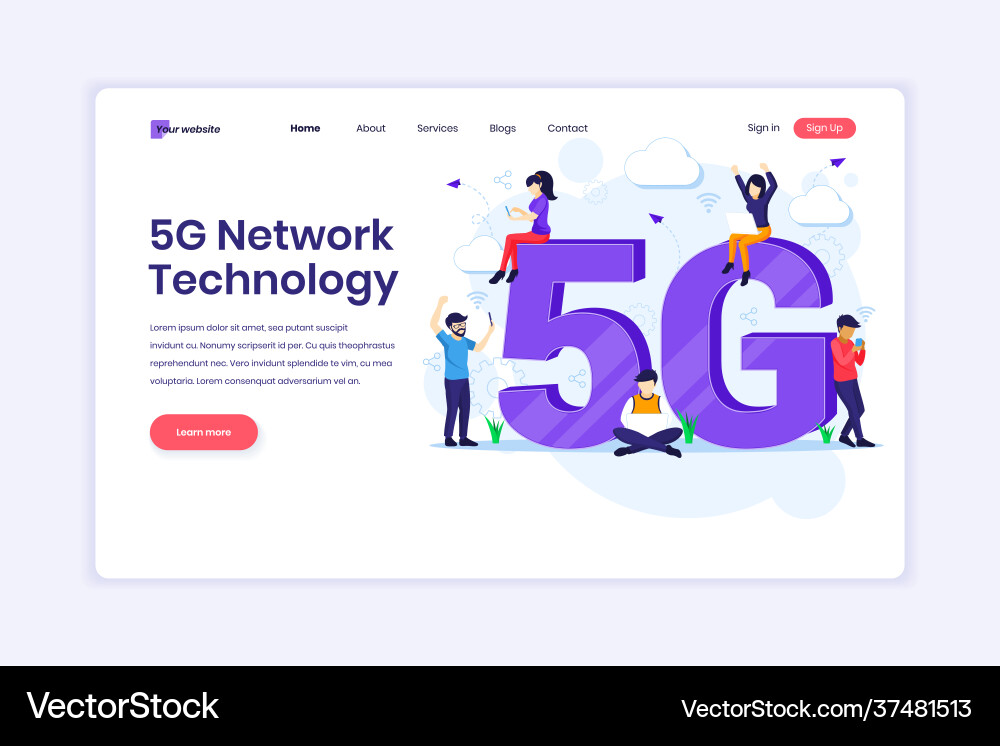 Landing page design concept 5th network Royalty Free Vector
