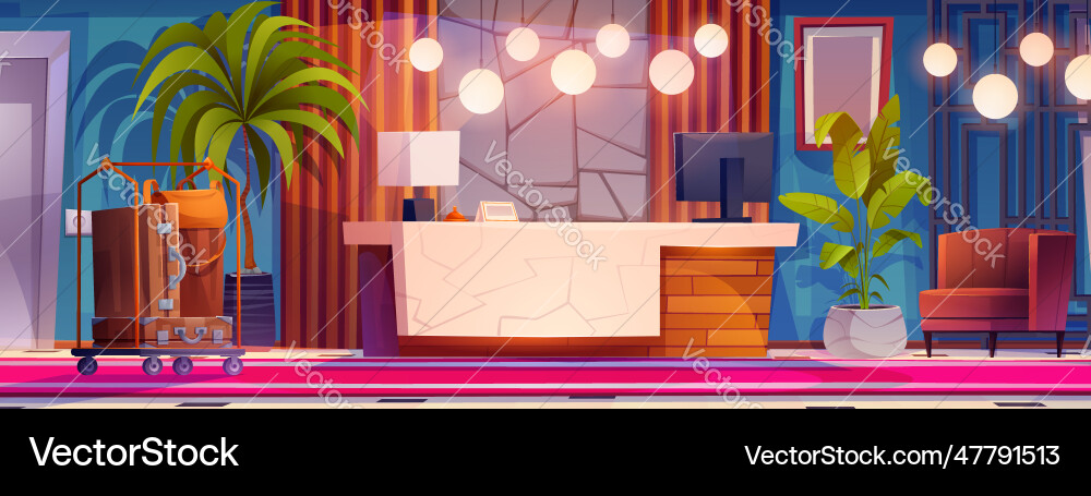 Modern hotel lobby interior design Royalty Free Vector Image