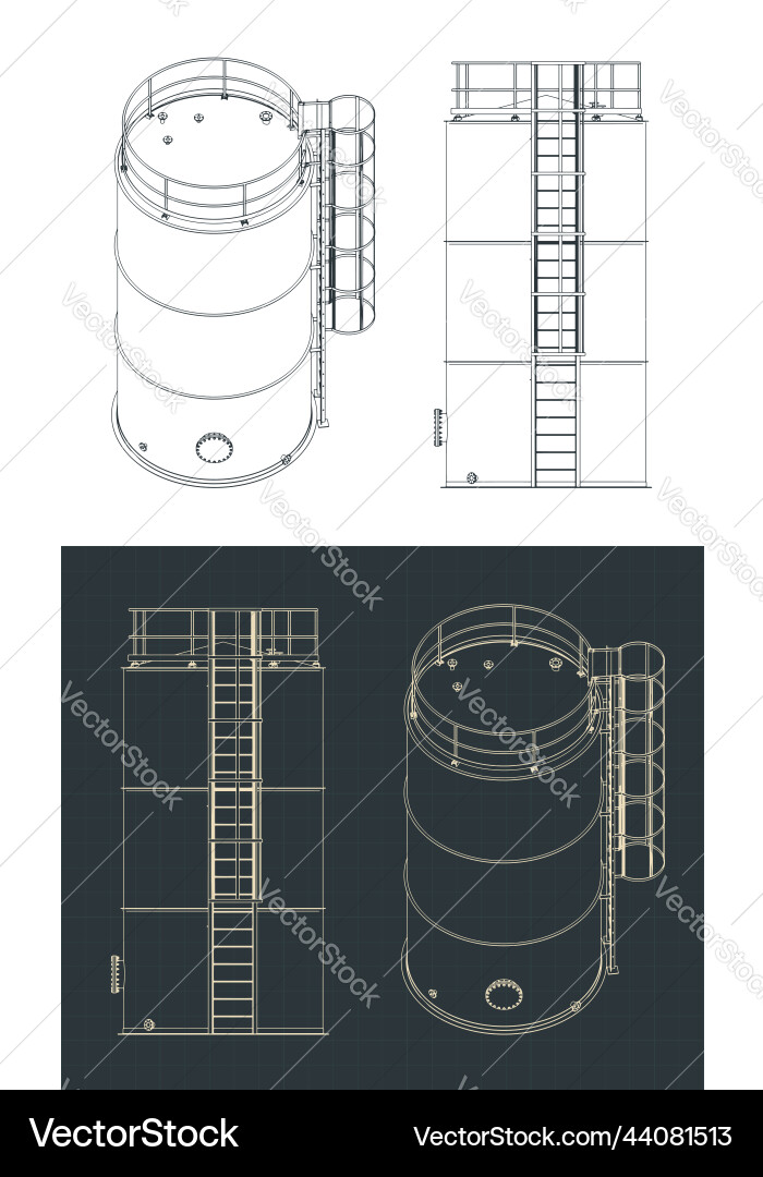 Storage tank drawings Royalty Free Vector Image