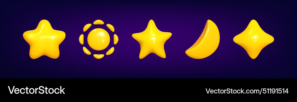 3d star rating cartoon Royalty Free Vector Image