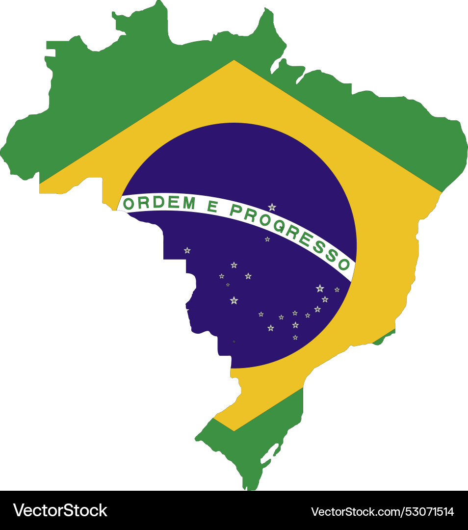 Brazil flag in map with country Royalty Free Vector Image