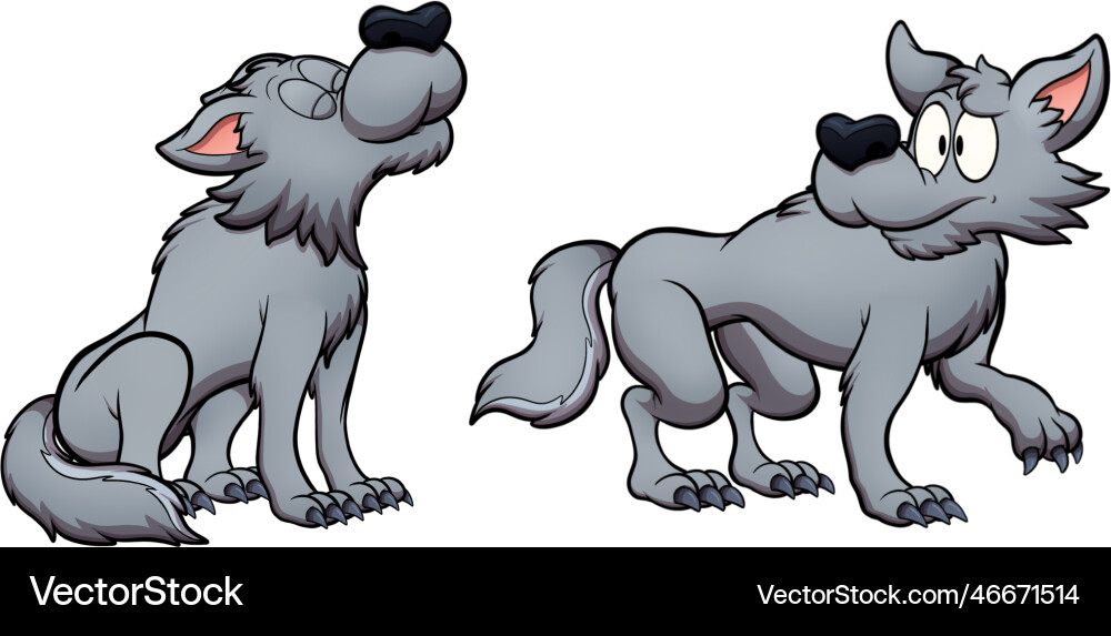 Cartoon wolf howling and looking Royalty Free Vector Image