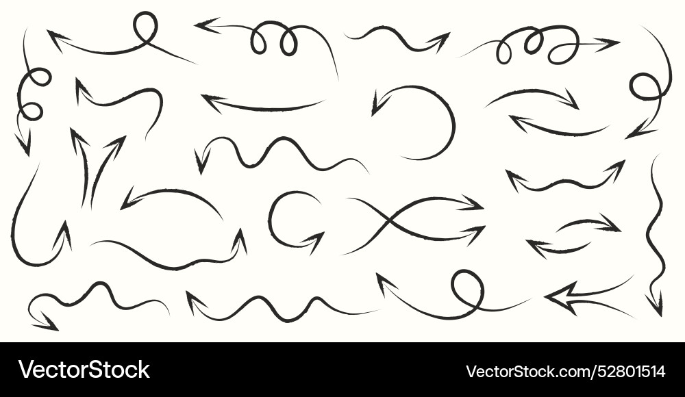 Doodle arrows set hand-drawn design elements Vector Image