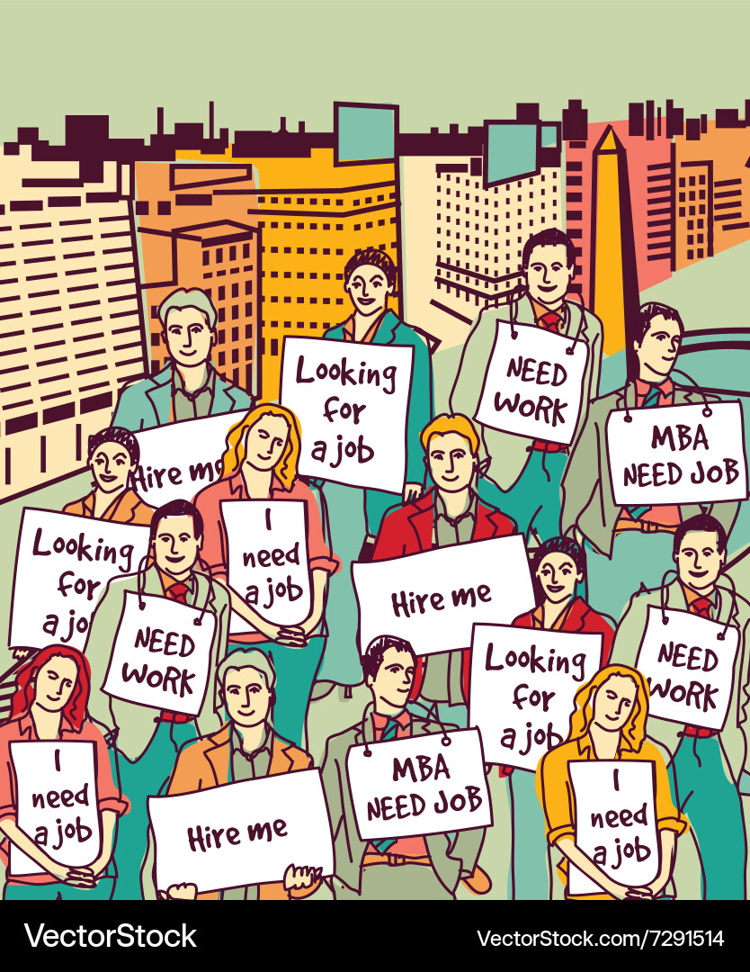 Group unemployment people protest demonstration Vector Image