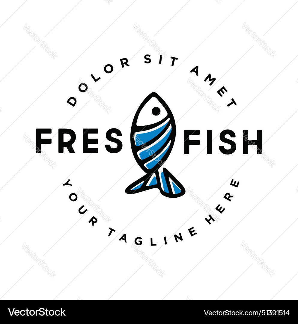 Menu fresh fish logo design seafood restaurant Vector Image