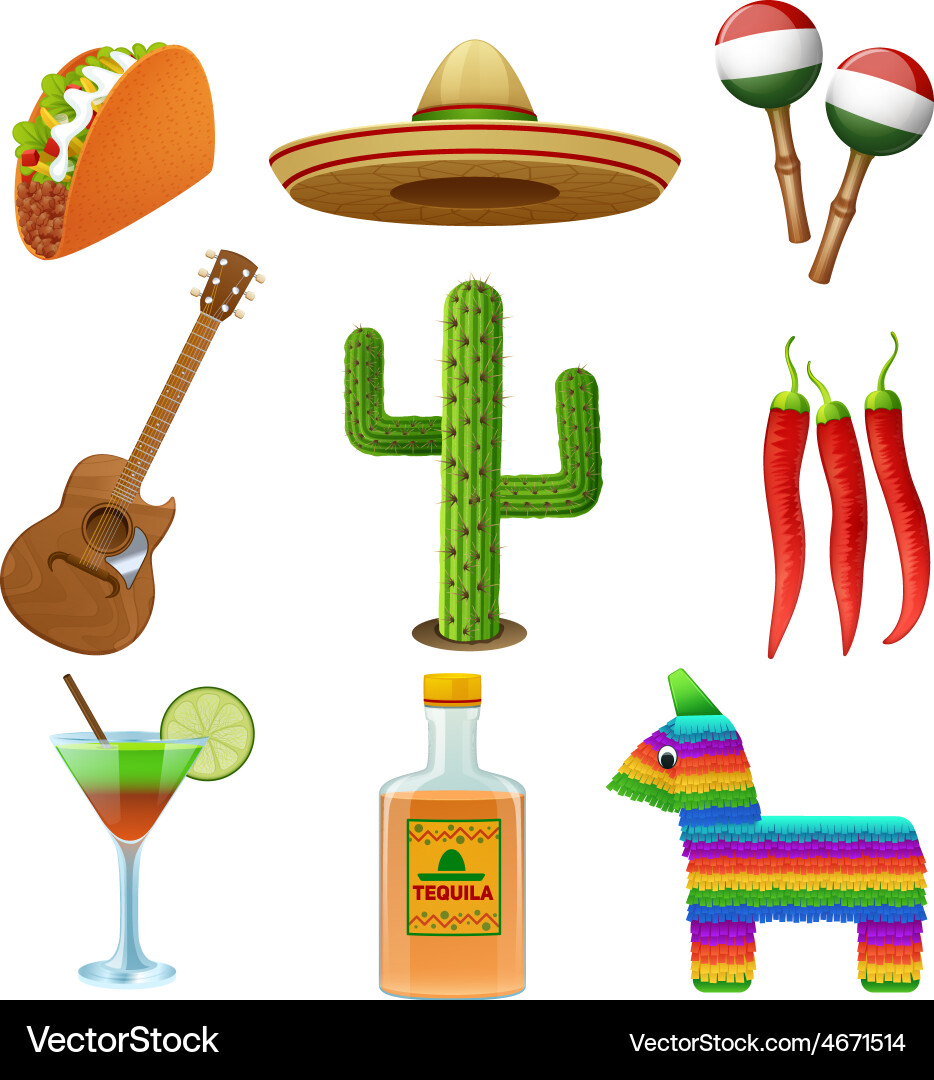 Mexican Fiesta Icons Royalty Free Vector Image