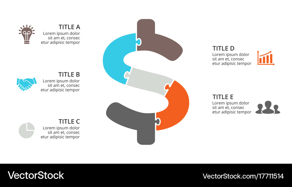 Puzzle dollar infographic cycle diagram Royalty Free Vector