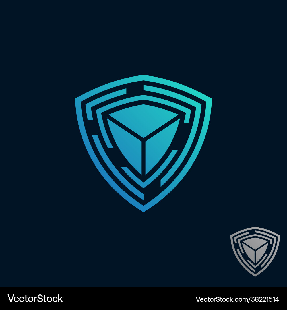 Tech Shield Security Icon Royalty Free Vector Image