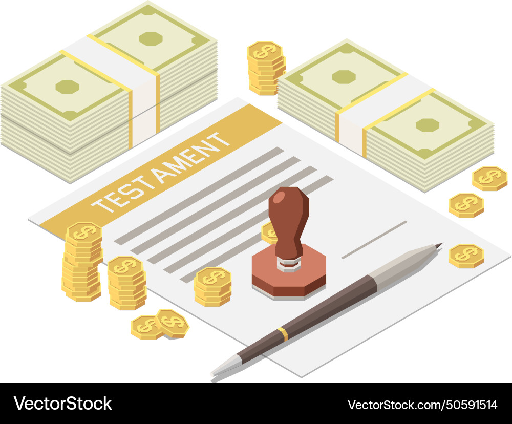 Testament and money composition Royalty Free Vector Image