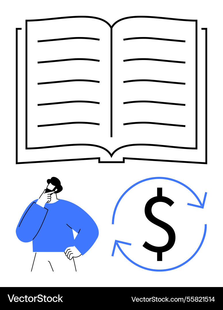 Thinking man considering financial decisions Vector Image