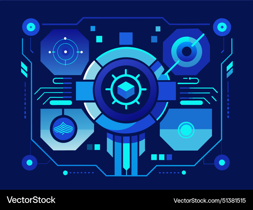 Blue virtual reality space futuristic vr frame Vector Image