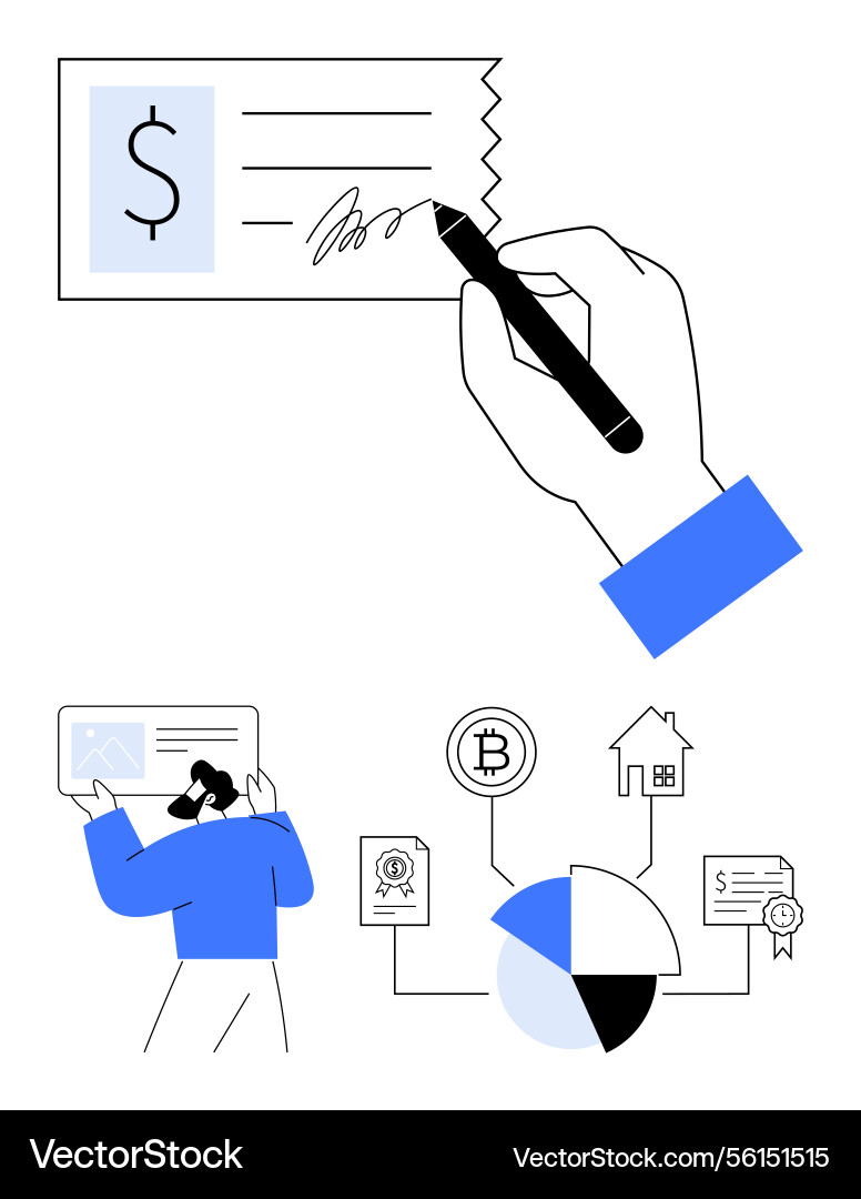 Financial management with signing contract data Vector Image