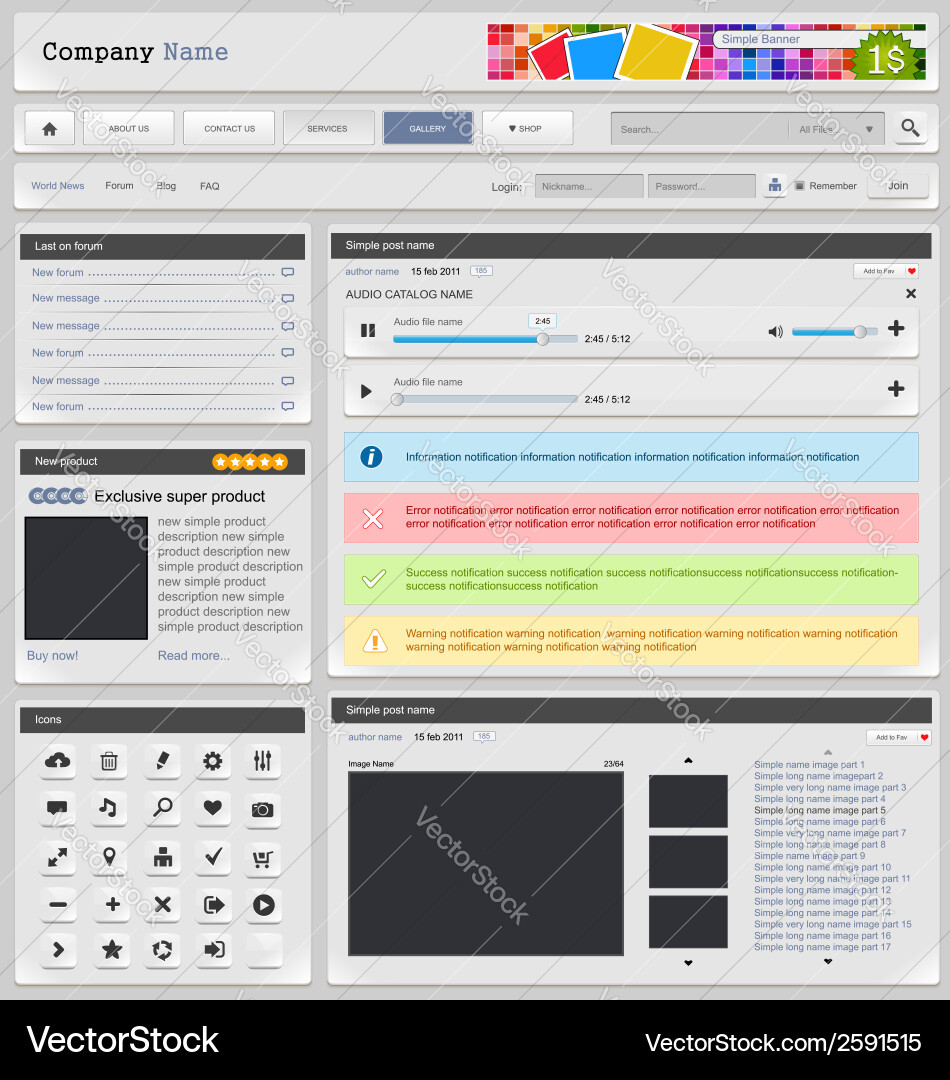 Web design silver part 2 Royalty Free Vector Image