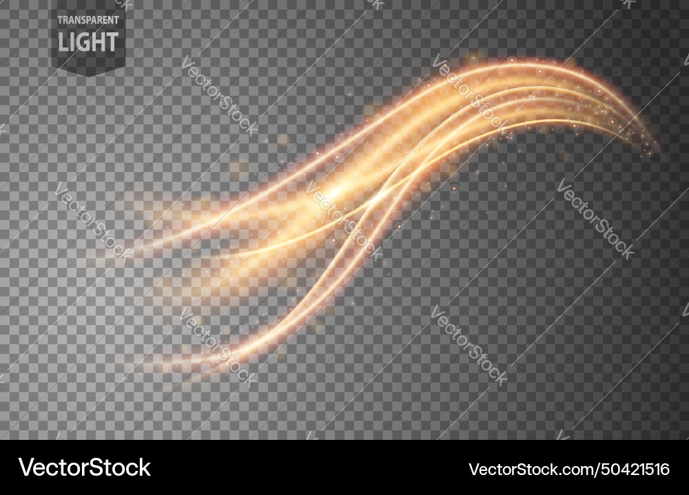 Abstract gold wavy line of light Royalty Free Vector Image