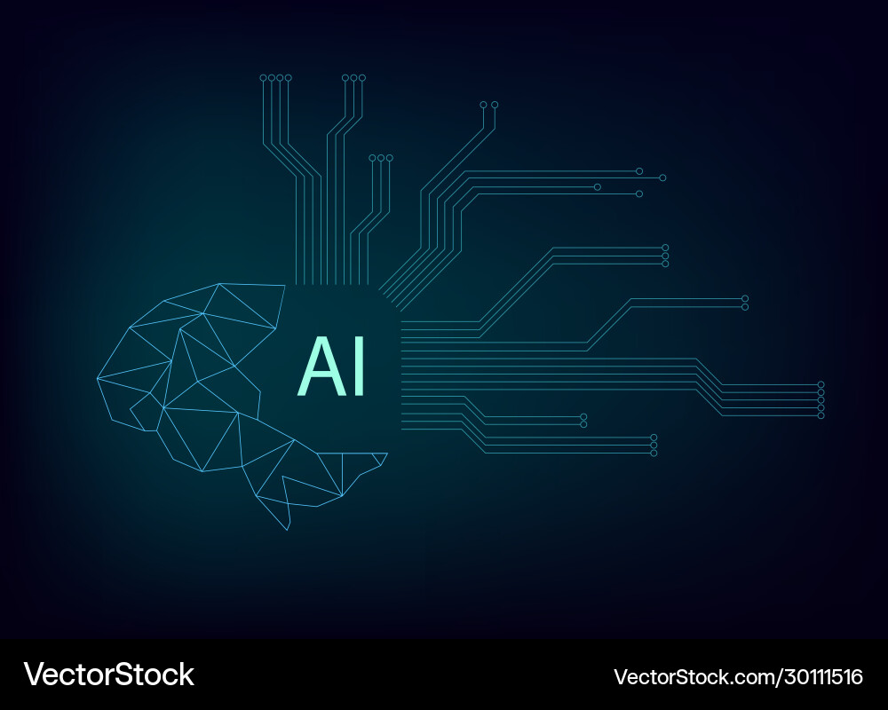 Ai brain with modern circuit technology on Vector Image