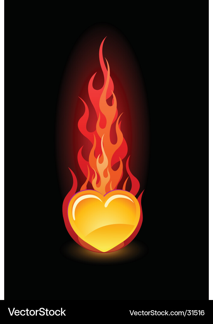 Burning Heart Flame Royalty Free Vector Image - VectorStock
