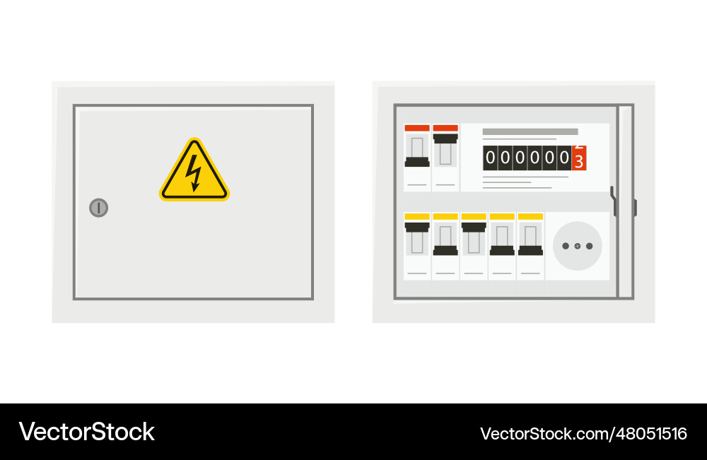 Electrical power switch panel with open and close Vector Image