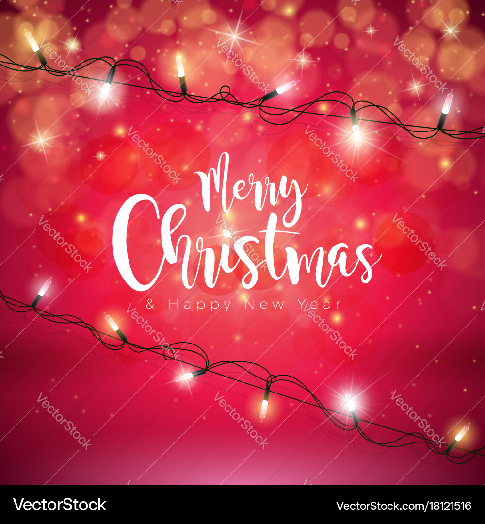 Merry christmas on shiny red Royalty Free Vector Image