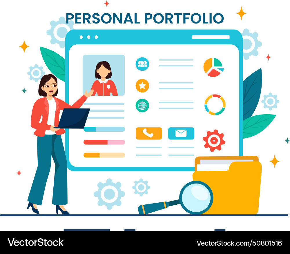 Personal portfolio with profile data resume Vector Image