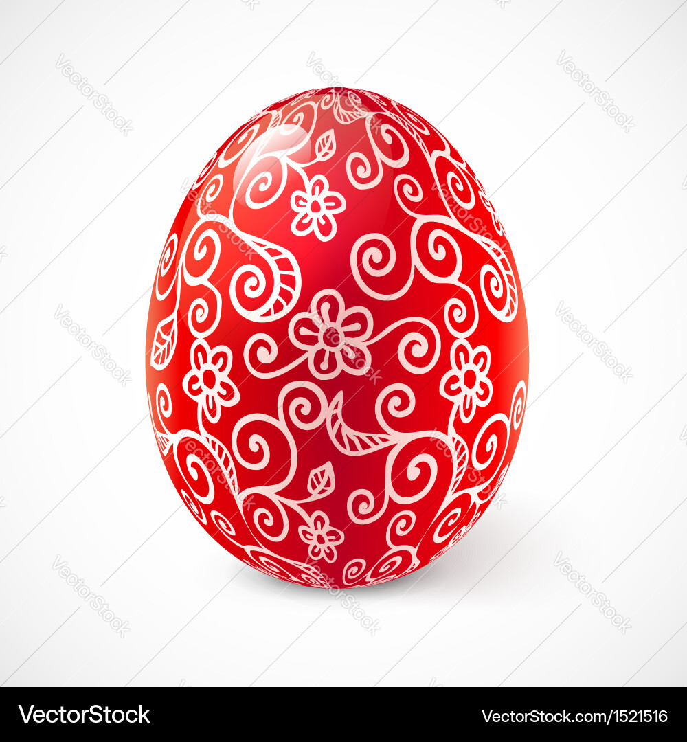 Red ornate traditional easter egg Royalty Free Vector Image