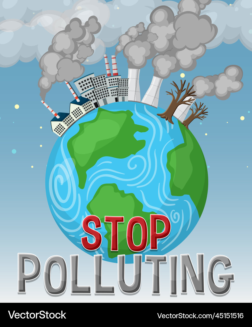Stop pollution banner concept Royalty Free Vector Image
