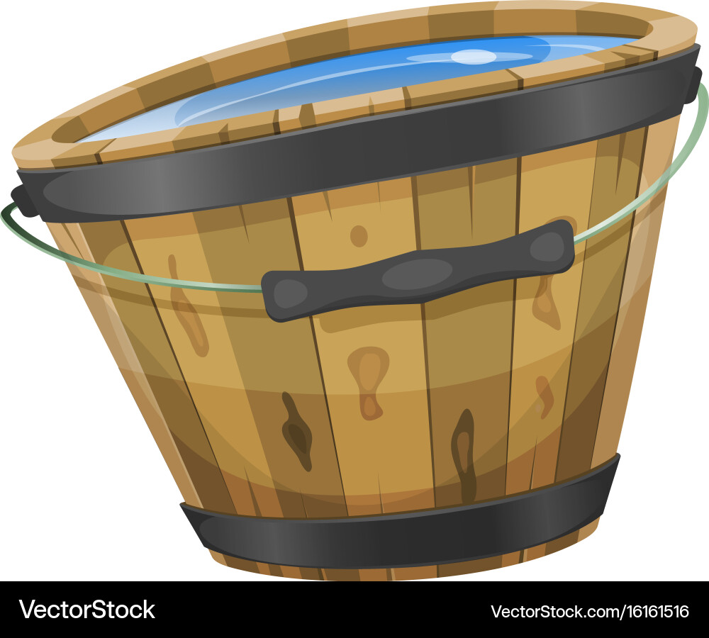 Wood bucket with water Royalty Free Vector Image