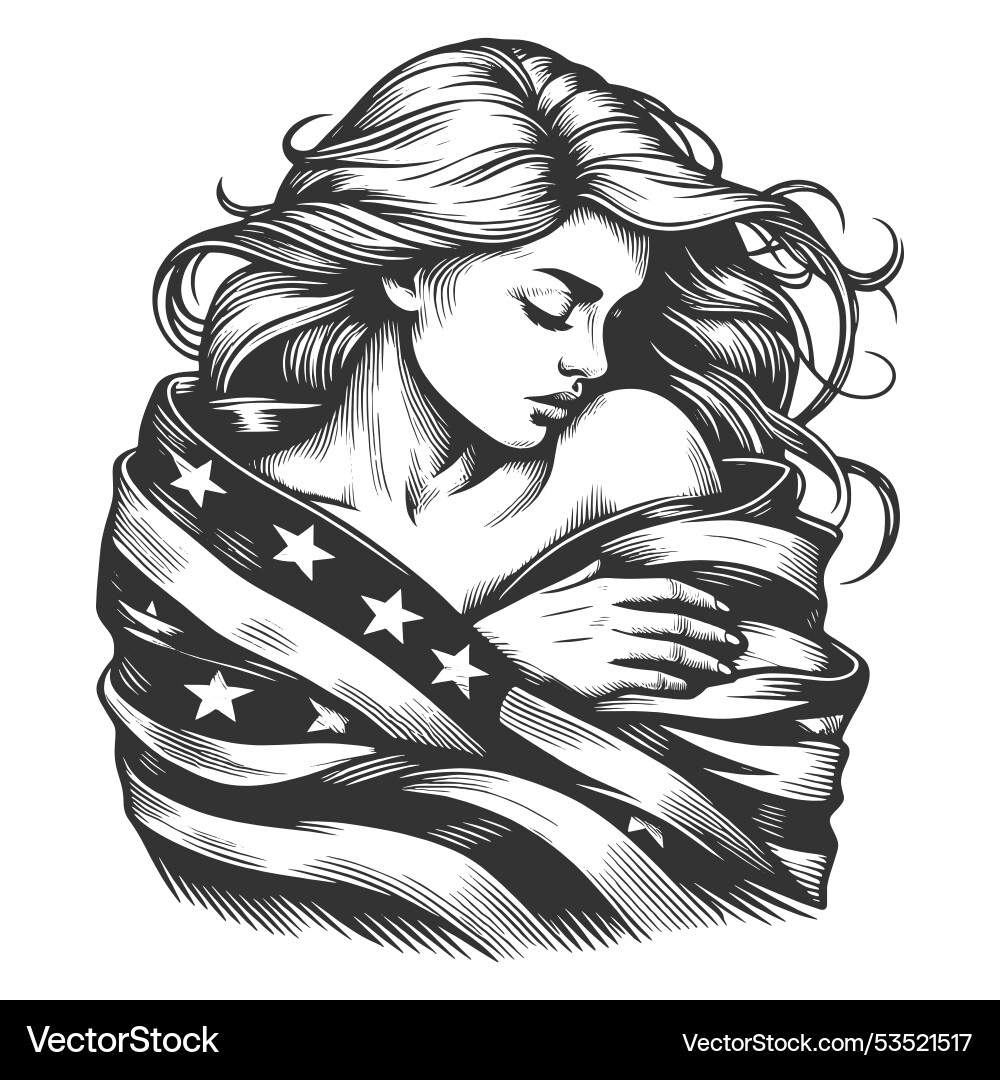 American Flag Portrait Royalty Free Vector Image