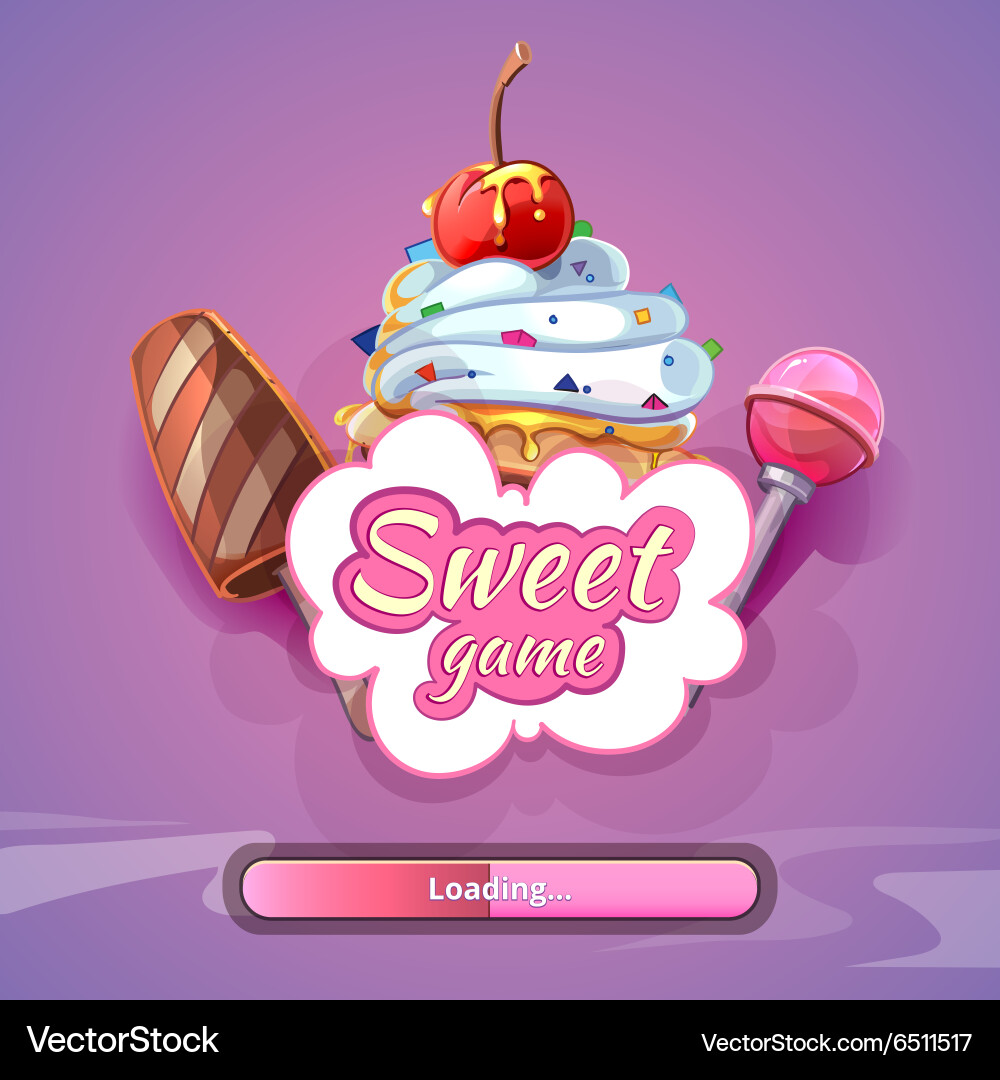 Candy world game background with title name Vector Image