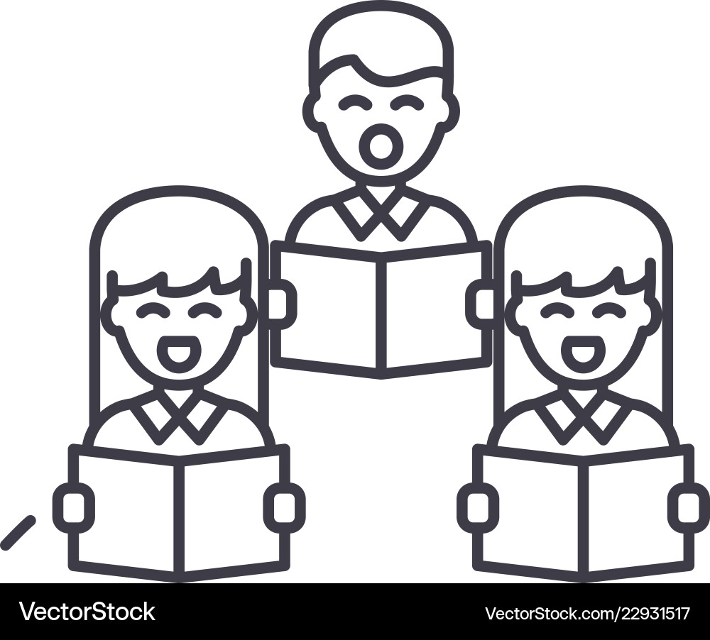 Choral singing line icon concept Royalty Free Vector Image