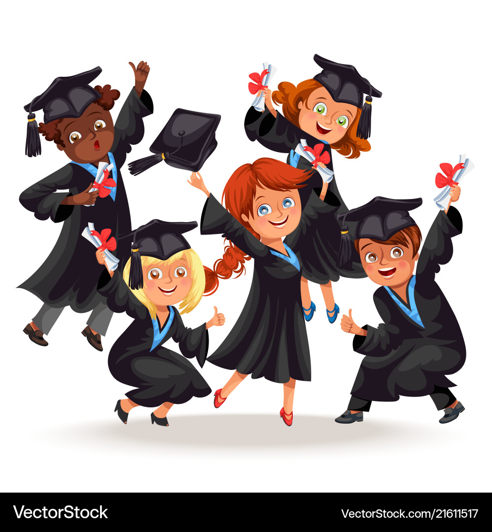 College students poster with happy graduates Vector Image