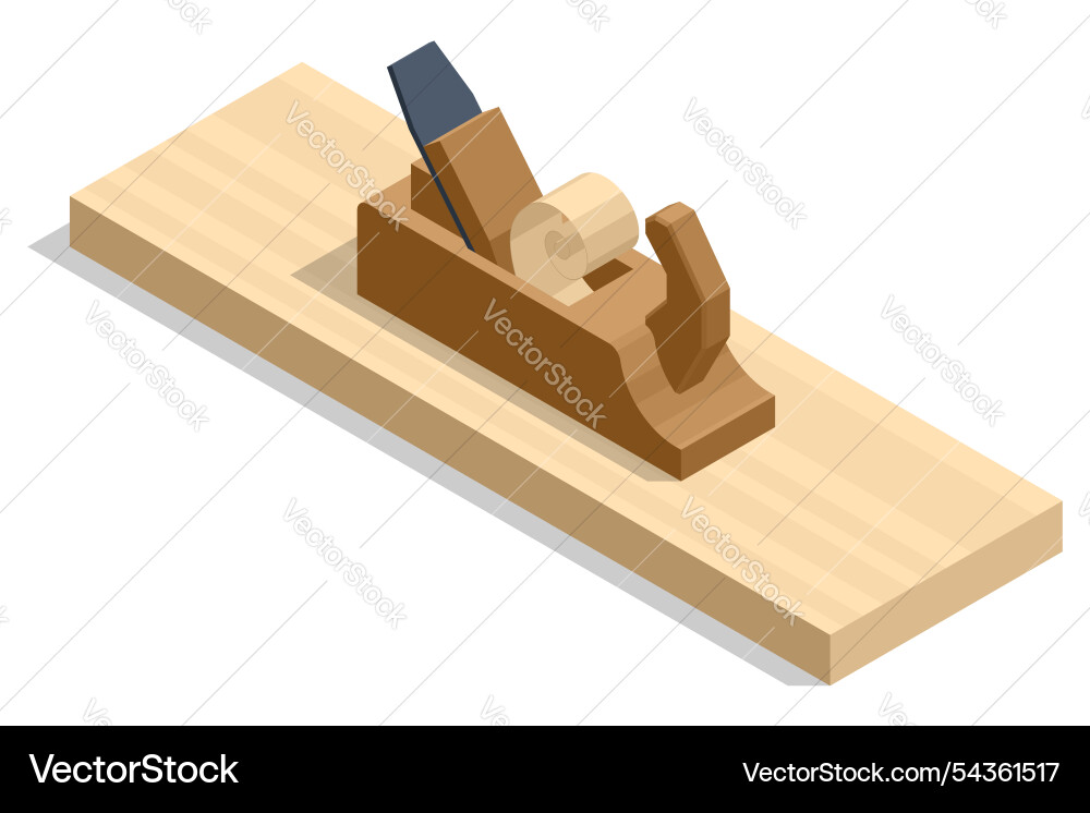 Isometric a carpenter s wooden plane jointer Vector Image