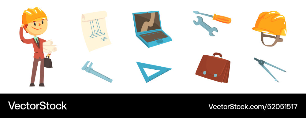 Professional architect work tools and supply Vector Image