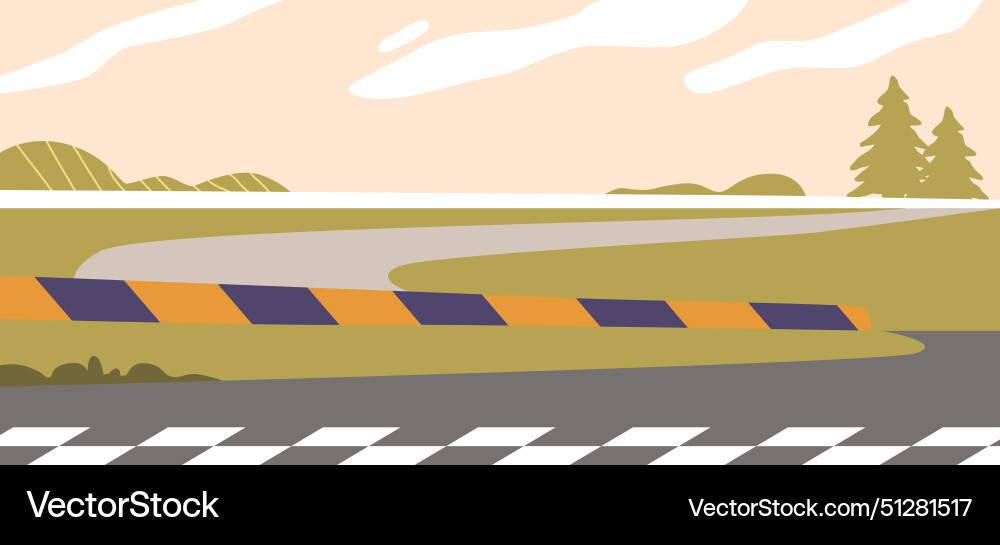 Racing track with curved road guarded Royalty Free Vector