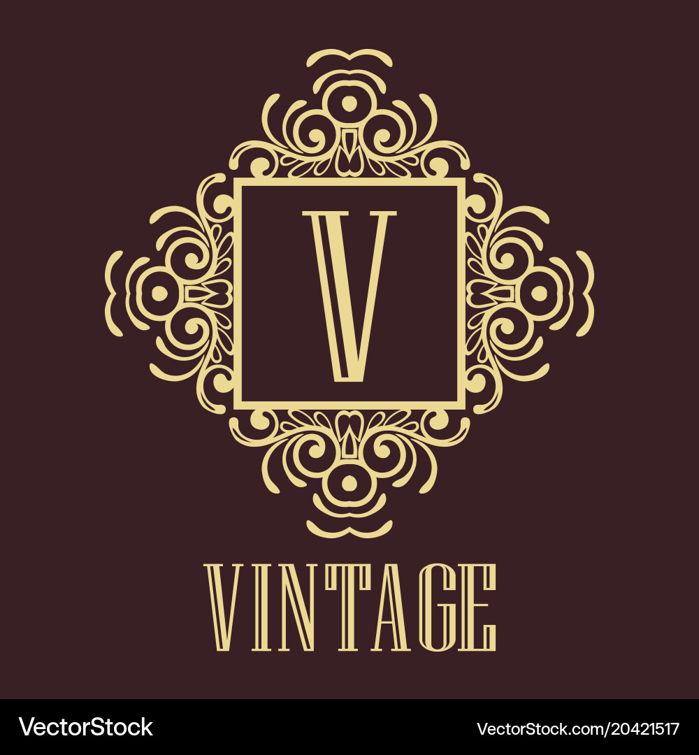 Vintage ornamental monogram Royalty Free Vector Image