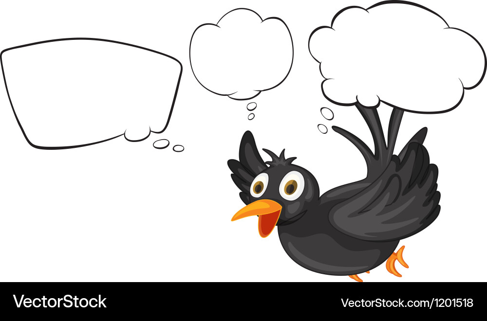 A black thinking bird Royalty Free Vector Image