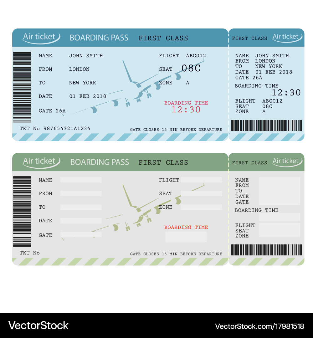 Air ticket with barcode airline boarding pass Vector Image