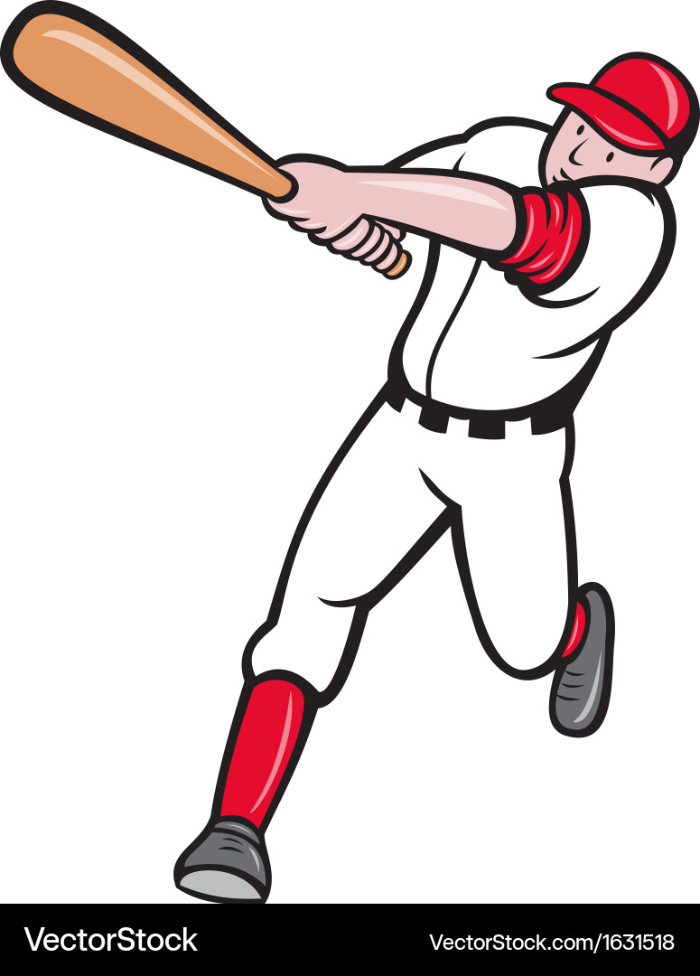 Baseball player batting cartoon style Royalty Free Vector
