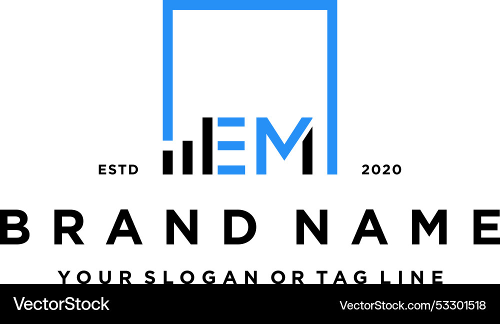 Creative letter em square logo finance design Vector Image