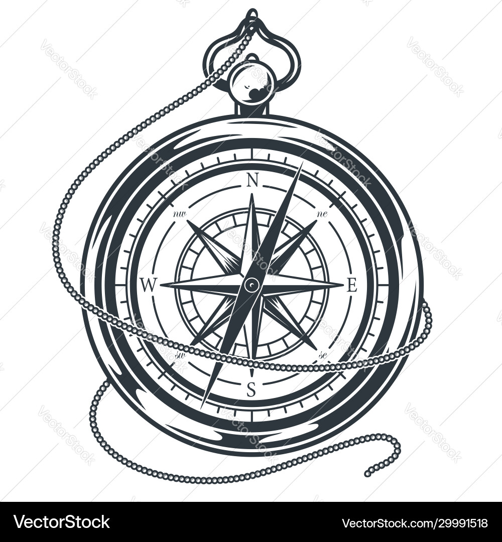 Nautical compass for camping and sailing map Vector Image