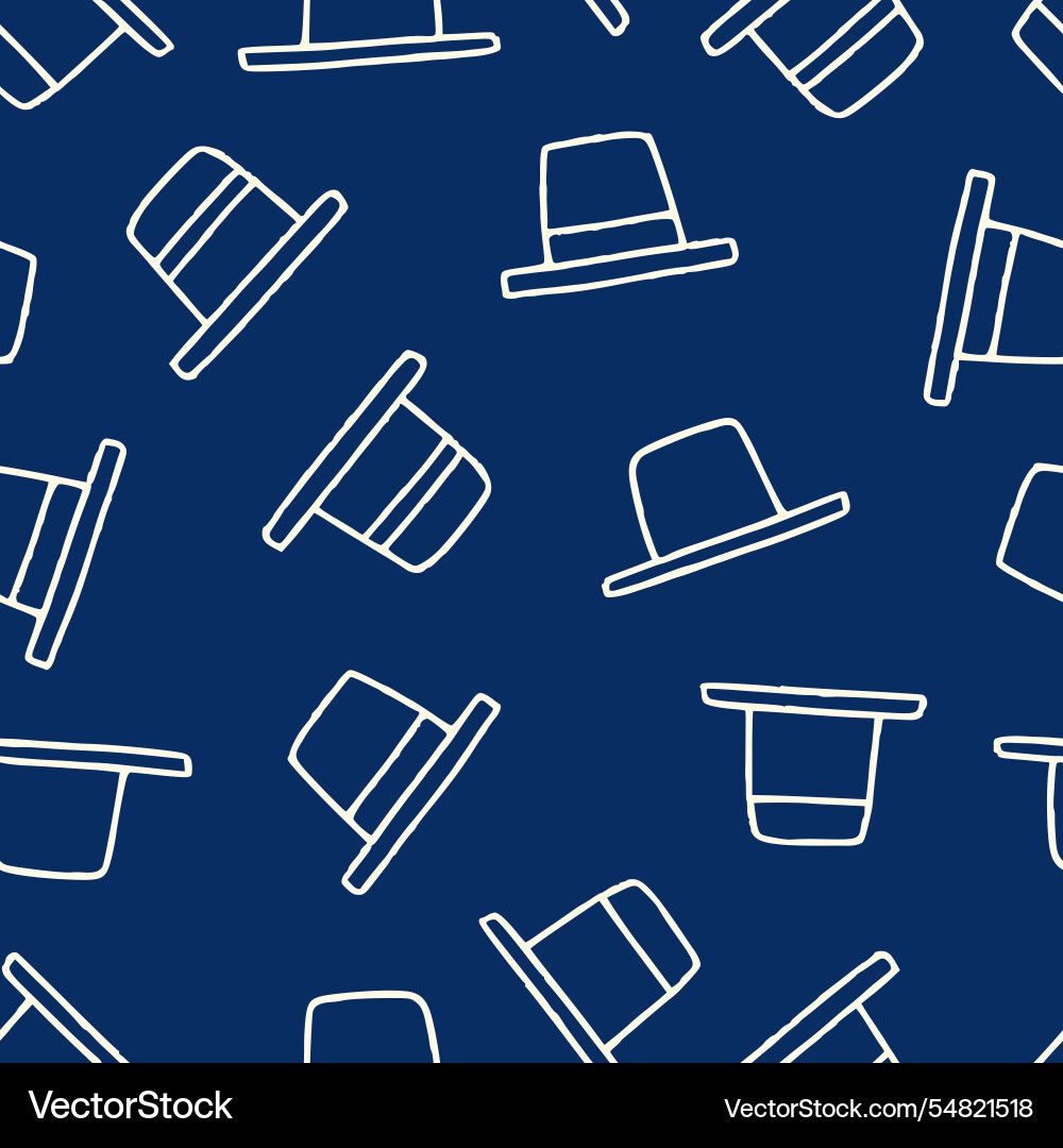 Outline bunch of bowler hat seamless pattern Vector Image