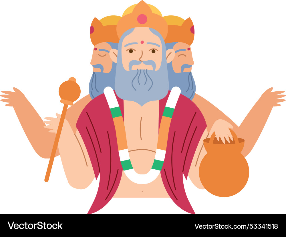 Portrait hindu god brahma Royalty Free Vector Image