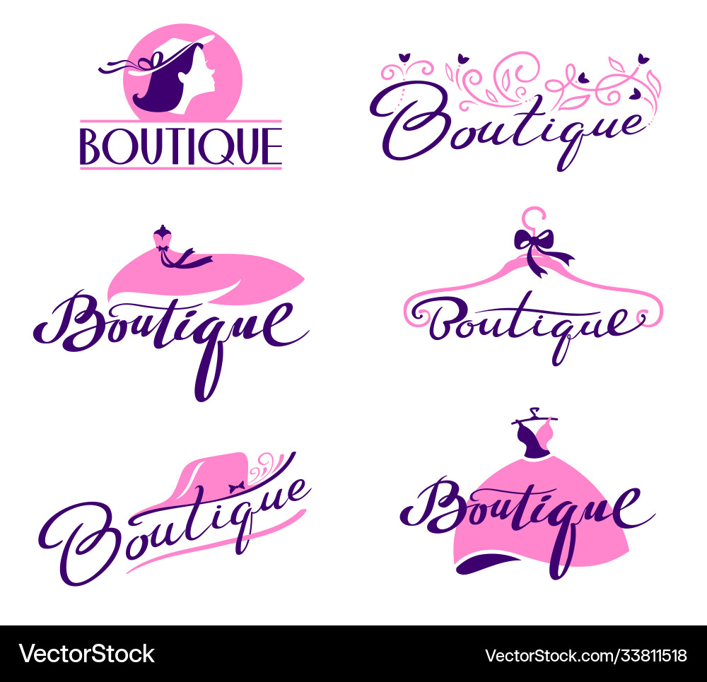 Set boutique lettering and typography hand Vector Image